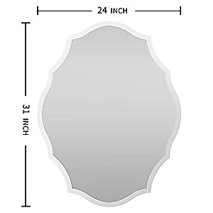 KOHROS Scalloped Frameless Wall Mounted Bathroom Mirror, Emma Shaped Decorative Mirror for Living Room Bedroom Office Entrance Decor (24" W x 31" H Scalloped)