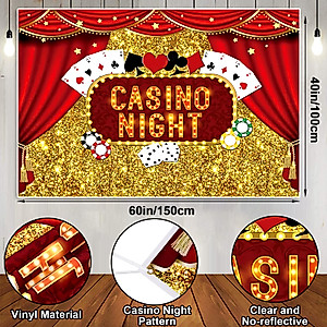 Winrayk 125Pcs Casino Theme Party Decorations Birthday Supplies Casino Red and Black Balloon Garland Poker Tablecloth Casino Backdrop Dice Poker Balloon Casino Games Las Vegas Casino Party Decorations