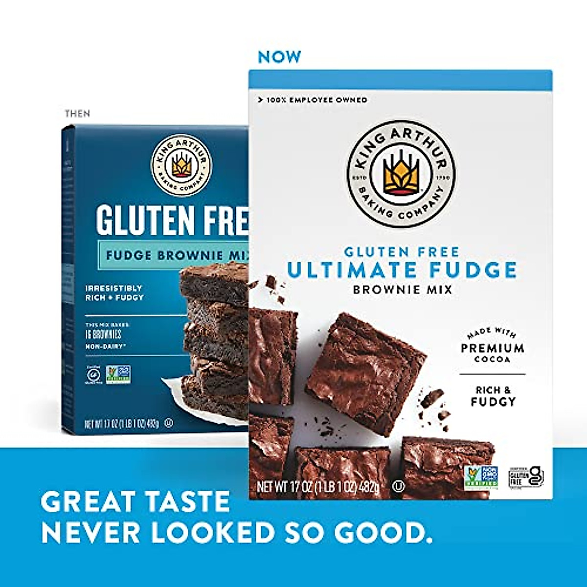 King Arthur, Gluten Free Fudge Brownie Mix, Certified Gluten-Free, Non-GMO Project Verified, Certified Kosher, 17 Ounces