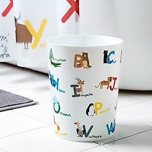 Animal Alphabet Wastebasket White Novelty Plastic