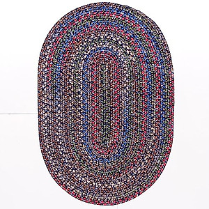 Super Area Rugs Portsmouth Braided Indoor/Outdoor Reversible Braided Rug - Made in USA - Blue Mix 4' X 6' Oval
