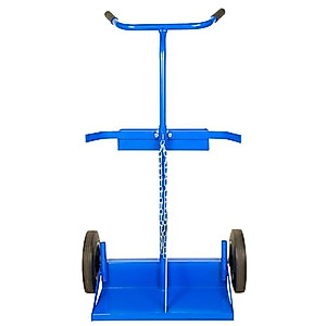 American Lifting Welding Cylinder Hand Truck - 46-Inch High by 28-Inch Wide - Dual Handle Bars, Tool Box Solid Rubber Wheels, 300 lbs. Capacity for Welding Cylinder Transport