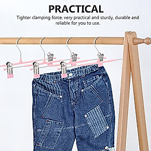 LUOZZY 10Pcs Pants Hangers Skirt Hangers Household Anti-Skid Clip Hangers Pants Accessory - Pink