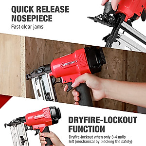 Arrow Pneumatic 16 Gauge Finish Nailer with 1000 Pcs Nails, 16 GA Professional Straight Nail Gun Kit, Oil-free Design, Depth Adjustable, Dryfire-lockout, Fits 1-1/4-Inch to 2-1/2-Inch Finish Nails