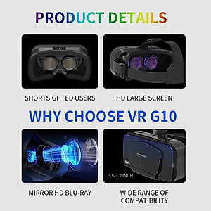 VR SHINECON VR Headset Compatible with iPhone & Android Virtual Reality VR Goggles