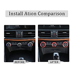 Car AC Knob Trim Air Conditioner Audio Cover Rotary Decoration Ring Sticker Decal fit for Alfa Romeo Giulia Stelvio 2017 to 2019 Car Accessories (Red)