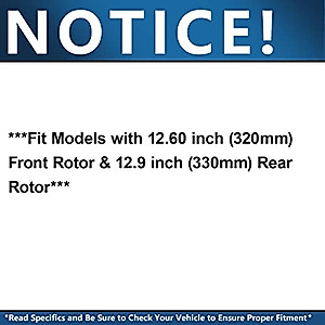 Detroit Axle - Brake Kit for 2011-2014 Ford Edge, 2011-2015 Lincoln MKX Drilled & Slotted Brake Rotors Ceramic Brakes Pads Replacement : 12.60'' inch Front and 12.9'' inch Rear Rotor