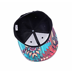 Quanhaigou Fashion Wavy Grain Print Cotton Adjustable Snapback Hats Unisex Hip-Hop Flat Bill Baseball Cap
