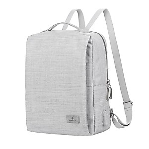 Nordace Siena II Mini Smart Backpack for Everyday Use with USB Charging Port, Water Resistant - Sleek Laptop Backpack for Daily Tasks, Work, and Casual Adventures (Light Gray)