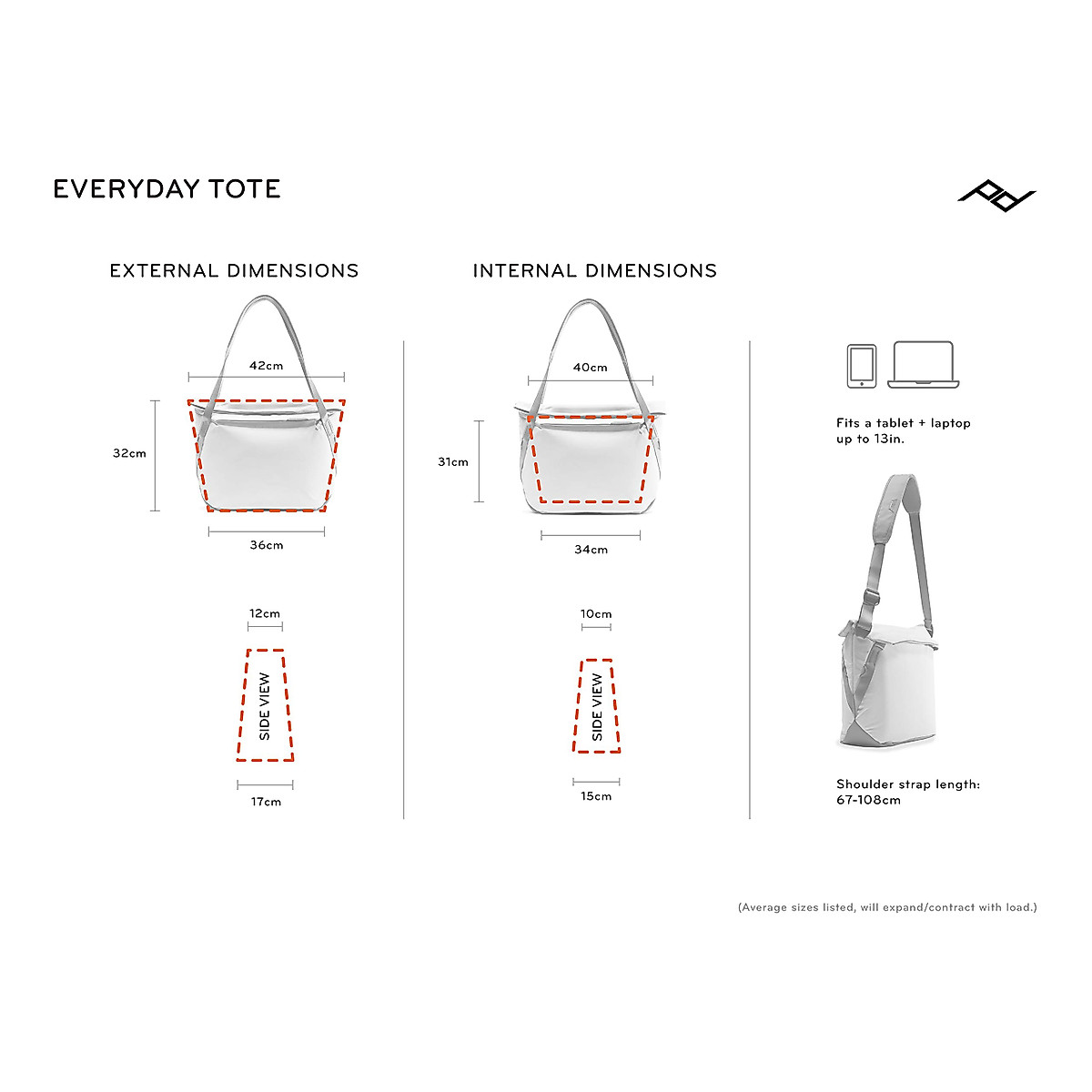 Peak Design Everyday Tote V2 15L Bone for Travel or Photo Carry (BEDT-15-BO-2)