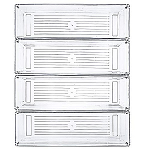 Kingrol 12 Pack Clear Drawer Organizers, Drawer Divider Storage Bins, Desk Storage Box Set for Kitchen Bedroom Bathroom Office Craft Supplies