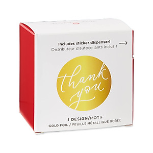 American Greetings Thank You Stickers or Seals, White Script on Gold Foil (500-Count)