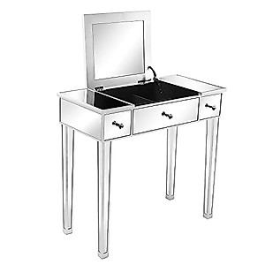 SDGH FCH Flip Glass Mirrored Makeup Table Dressing Table Dressers Study Table (80 x 38 x 76) cm(L x W x H)