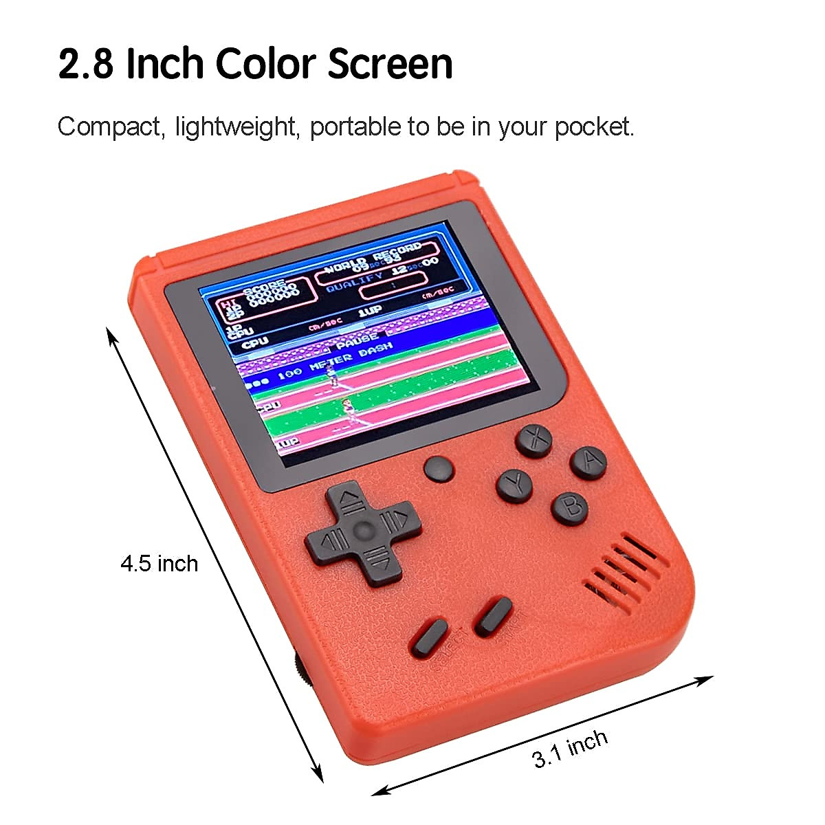 Handheld Games Retro Mini Video Games，Handheld Game Console with 400 Classical FC Games 2.8" Color Screen，Birthday for Boys Girls and Adults (Gameconsole-Red)