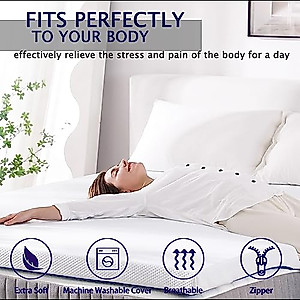Memory Foam Mattress Topper Full Size, 3 Inch Thick Cooling Gel Topper, Foam Bed Topper with Soft Breathable Protector Cover, Top Mattress Pad CertiPUR-US Certified