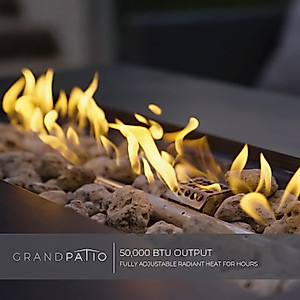 Grand patio 5-Piece Outdoor Sectional Sofa Sets, All-Weather Wicker Patio Furniture Sets with Fire Pit Table and Outdoor Storage Box for Backyard Garden Poolside(Greige)