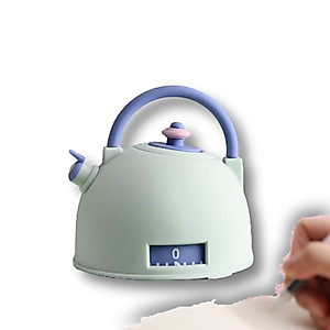 Kitchen Timer Mint Green Kettle Timer Kawaii Timer Cute Timer 100% Mechanical Timer Morandi Colors Timer for Gift, 60 MinutesDial Rotating Countdown Reminder No Battery Loud Ring Alarm Home Décor