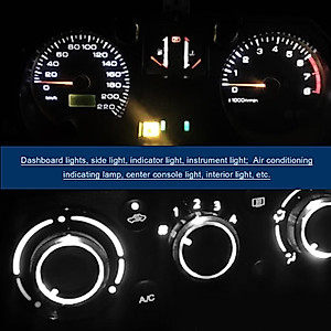 QUICTO Led Bulb Dash Lights Super Bright, T5 37 74 LED Bulb with Twist Lock Socket PC74 PC37, for Car Bulb Air Conditioning Light Clock Light (White)