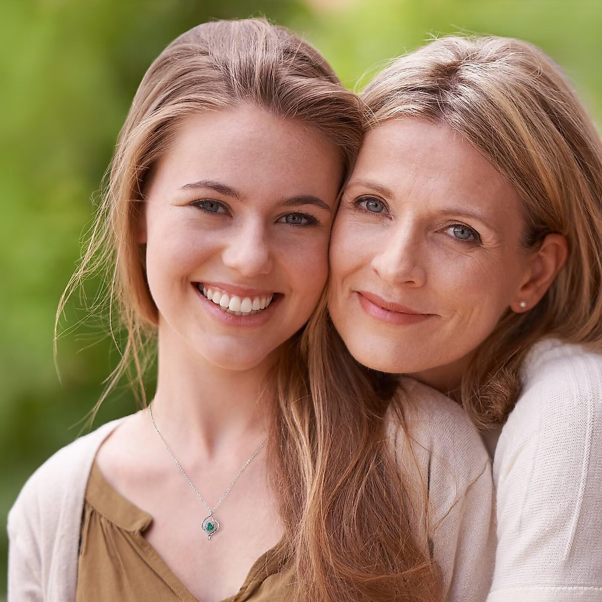 March Birthstone Necklace for Women, Blue Aquamarine Necklace Love Heart Birthstone Jewelry Anniversary Valentines Day Gift for Her Mothers Day Christmas Birthday Gift for Her Mom Wife Girlfriend