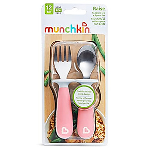 Munchkin® Raise™ Toddler Fork and Spoon Utensil Set, 2 Pack, Pink