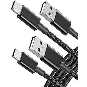 USB C Cable [2-Pack, 6 ft], Fast Charging 3A Quick Charger Cord, USB A to Type C Fast Charge Premium Nylon USB Cable for Samsung Galaxy S10 S9, Note 8, LG V20 G8 G7 and Other USB C Charger