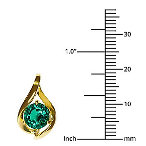 The Diamond Deal Lab Created Round 6.00MM Green Emerald Gemstone May Birthstone Heart Pendant Necklace Charm in 10k SOLID Yellow Gold With 18" Chain