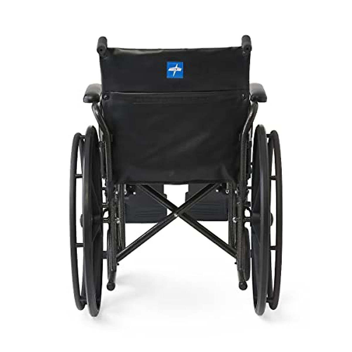 Medline K1 Basic Vinyl Wheelchair with Swing-Back Desk-Length Arms and Elevating Leg Rests, 16-Inch Wide Seat