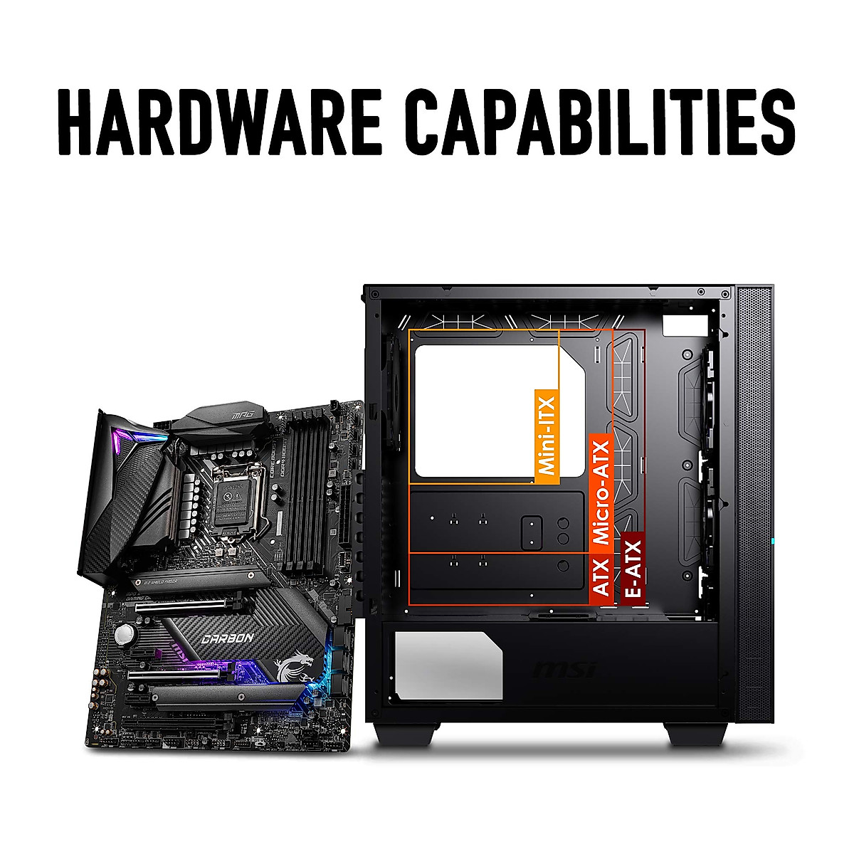 MSI MPG Series SEKIRA 100R, Premium Mid-Tower Gaming PC Case: Tempered Glass Side Panel, Liquid Cooling Support up to 360mm Radiator, Two-Tone Design