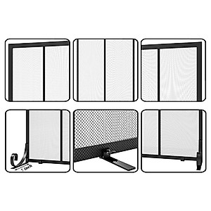Fire Beauty Flat Panel Fireplace Screen Spark Guard Wrought Metal Gate Cover for Home, Decorative Mesh Fire Place Safety Fence,Baby Safe Spark Guard Protector