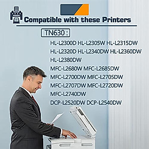 TN630 Compatible TN-630 Black Toner Cartridge Replacement for Brother TN-630 HL-L2300D HL-L2305W MFC-L2680W MFC-L2685DW DCP-L2520DW DCP-L2540DW Toner.(3 Pack)