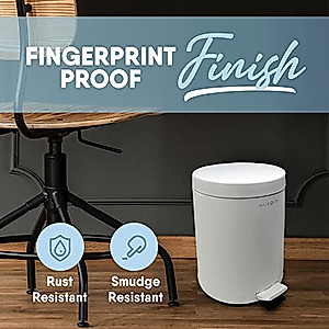MICRODRY - Round Garbage Can with Slow Close Lid, Rust-Resistant Step Trash Can with Lid and Inner Trash Bin, Trashcan for Your Kitchen or Bathroom, White Garbage Bin with White Lid, 5-Liter Capacity