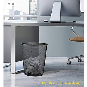 Greenco Small Trash Cans for Home or Office, 2-Pack, 4.5 Gallon Black Mesh Round Trash Cans - Desk Trash Can - Lightweight, Sturdy for Under Desk, Kitchen, Bedroom, Den, Dorm Room, or Recycling Can