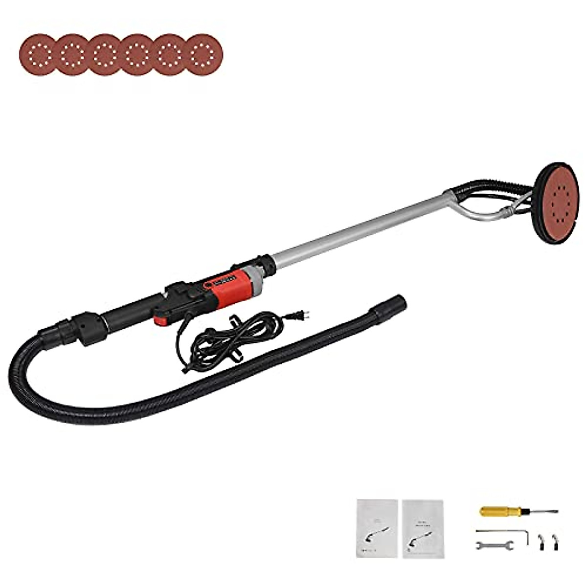 F2C Electric Drywall Sander 800w Adjustable Variable 6 Speed Disc Sander w/ 6 Sand Pads, 1000-2000RPM