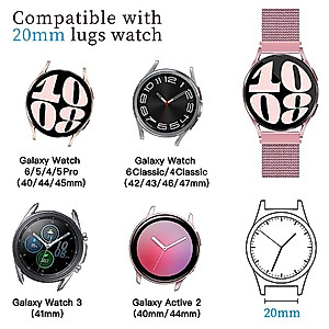 3 Packs Soft Milanese Samsung Watch 6/5/4 Band, 20mm Breathable & Comfortable band, Compatible with Galaxy Watch 6 Band/Watch 6 Classic Band/Galaxy Watch 5 Band/Galaxy Watch 4 Band/Watch 5 Pro