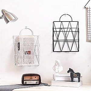 oAtm0eBcl Handheld Wall Hanging Magazines Storage Basket, Desktop Books Newspapers Storage Basket Rack Organizer Black