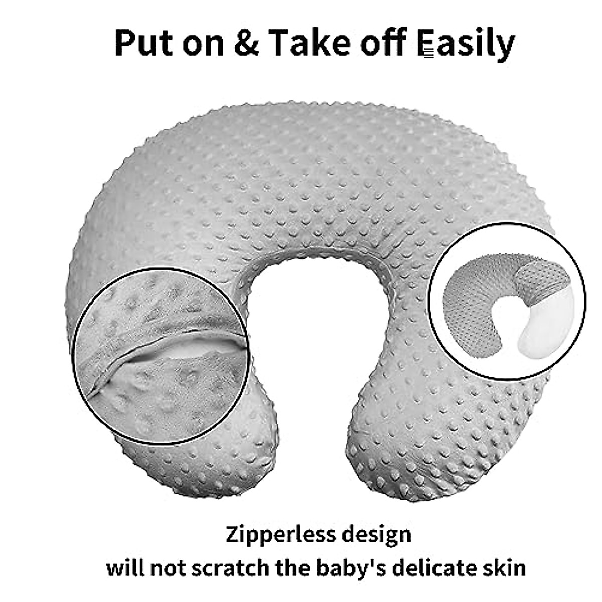 Vextronic Minky Nursing Pillow Cover 2 Pack Nursing Pillow Slipcovers for Breastfeeding Moms, Ultra-Soft Fit Standard Infant Nursing Pillows & Positioners for Baby Boy Girl