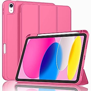 ZryXal New iPad 10th Generation Case 10.9 Inch 2022 with Pencil Holder, Smart iPad Case with Soft TPU Back [Support Auto Wake/Sleep] (Watermelon)