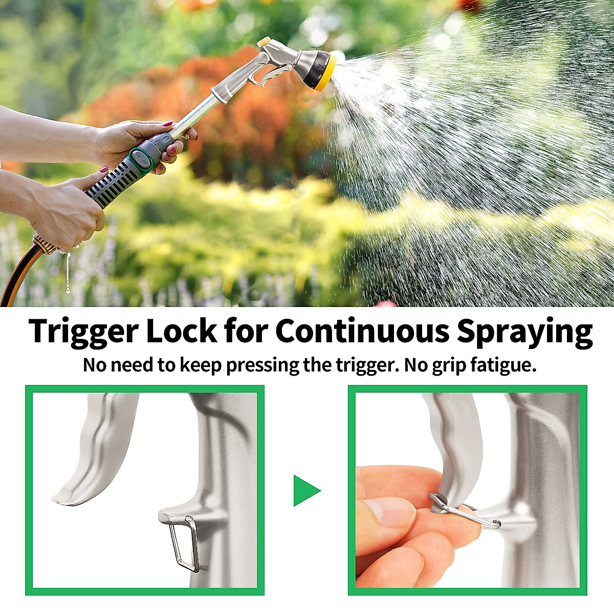 AUTOMAN Garden Nozzle Sprayer, High Pressure Spray Nozzle, 100% Metal Water Hose Nozzle, 7 Patterns Watering Nozzle, Heavy Duty Sprayer Garden Nozzle for Watering Plants & Lawns, Washing Cars & Pets