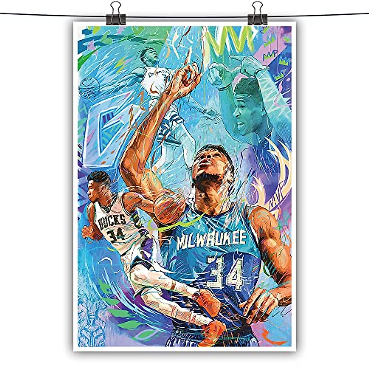 Giannis Antetokounmpo Poster Basketball Superstar Letter Bro Posters Wall Art Basketball Poster Canvas Print Home Living Room Bedroom Kids Room Decor Gift for basketball fans 16x24inch-Unframed