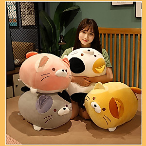 Ratoher 23.6in Cat Plush Toy, Cute Cat Stuffed Animal, Kawaii Cat Plushie Doll Valentine Plush, Soft Loving Cat Plush Valentines Day Stuffed Animals Gift for Kids Lover