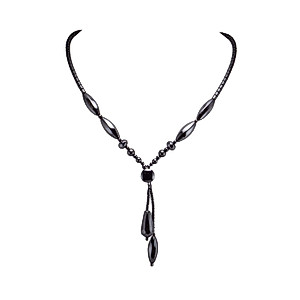 BlueRica Double Strand Drop Hematite Necklace with Designer Beads