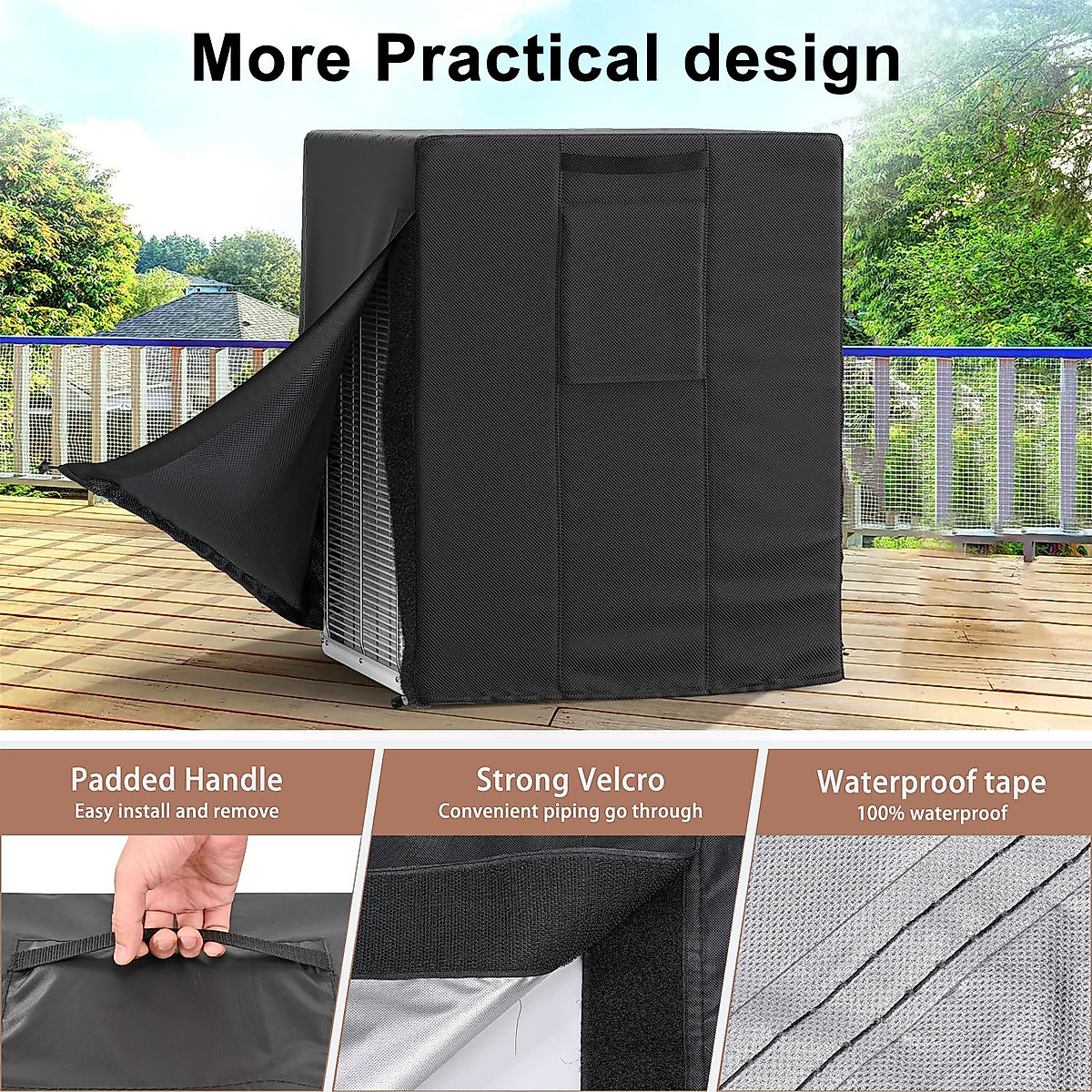Mrrihand Central Air Conditioner Cover for Outside Units Waterproof Heavy Duty AC Unit for Outdoor Large AC Cover for Winter (24"X24"X30")-Balck