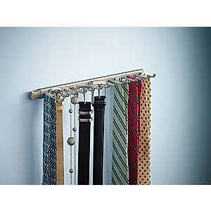 ClosetMaid 38053 14-Hook Tie & Belt Rack, Nickel, 15 x 2.75 x 0.88 inches