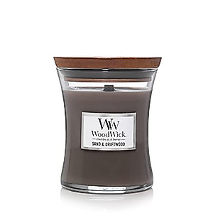 WoodWick Evening Bonfire Medium Hourglass Candle, 9.7 oz. & Sand & Driftwood Medium Hourglass Candle, 9.7 oz.