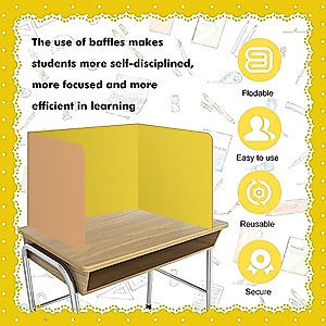 12 Pcs Privacy Folders for Students Yellow Desk Dividers Classroom Test Dividers Privacy Boards for Student Desks Privacy Panel Partitions Trifold Desk Dividers for School