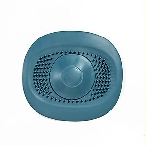 Hair Catcher Durable Silicone Hair Stopper Shower Drain Covers Easy to Install and Clean Suit for Bathroom Bathtub and Kitchen 1 Pack, Blue