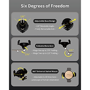 Jowua 6D Tesla Compatible Invisible Foldaway Car Mount (Universal Roller Mount) Compatible for Tesla Tesla Model 3/ Y, Model S/X Plaid (6D Suction Cup)