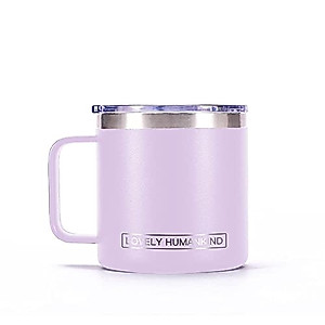Coffee Mug Cup with Handle 14 Oz Insulated Stainless Steel Reusable Coffee Cup Double Wall Travel Mug Power Coated (Lovely Lilac)