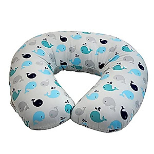 NurSit Nursing Pillow and Positioner, Hypoallergenic Breastfeeding or Bottle Feeding, Perfect for Bonding with Baby, Machine Washable, Whale