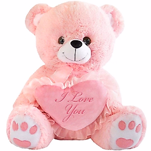 Teddy Bear with I Love You Heart (Pink 10 inches)